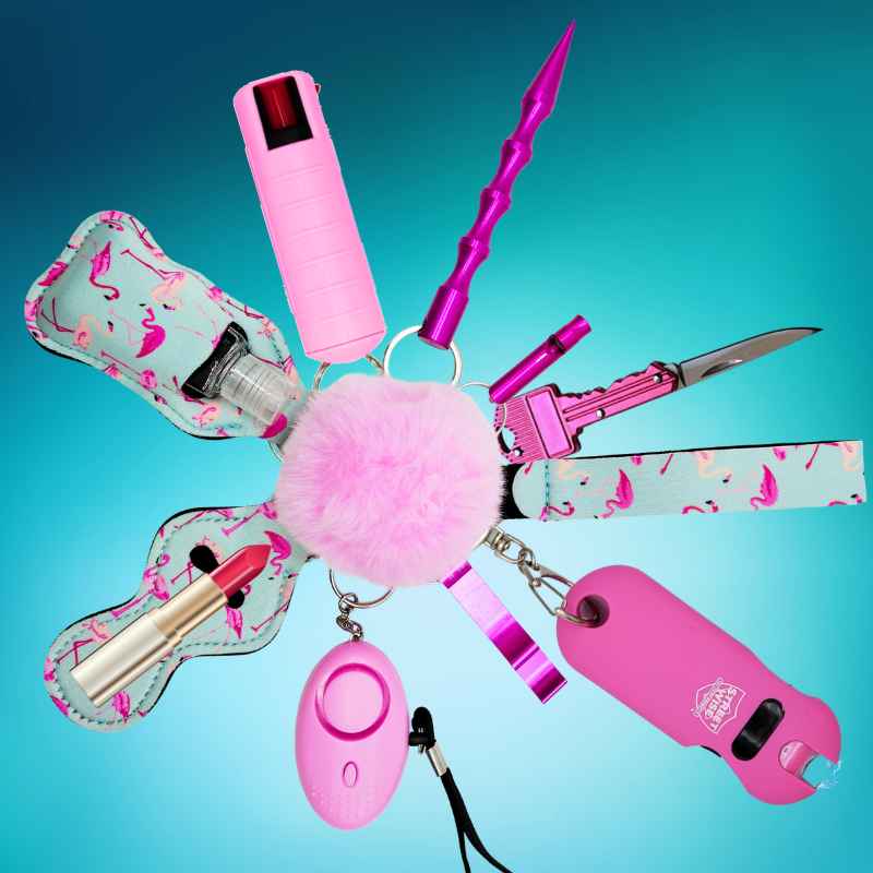 Fight Fobs® Flamingo Pink Self Defense Key Chain Set | Defense Divas®